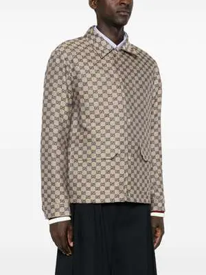 Gucci Gg Linen Blend Canvas Jacket - Neutrals