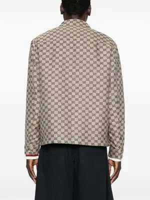 Gucci Gg Linen Blend Canvas Jacket - Neutrals