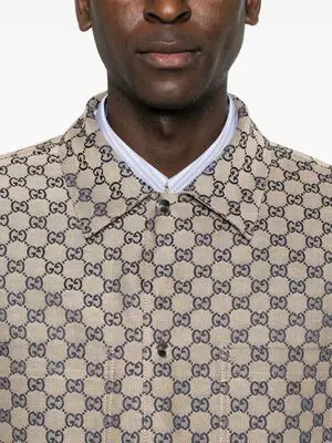 Gucci Gg Linen Blend Canvas Jacket - Neutrals
