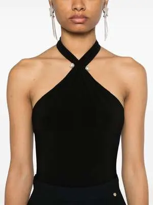 NISSA Faux-pearl Halterneck Bodysuit