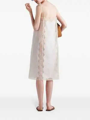 Prada Lace-trimmed Linen Midi Dress
