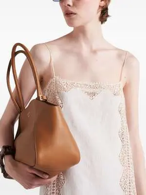Prada Lace-trimmed Linen Midi Dress