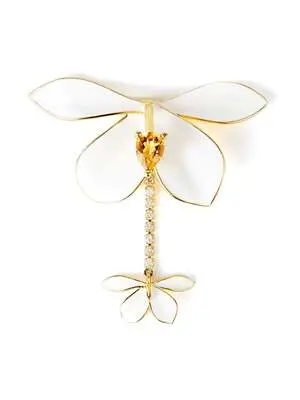 Shanghai Tang Ginger Flower Crystal-embellished Brooch - Gold