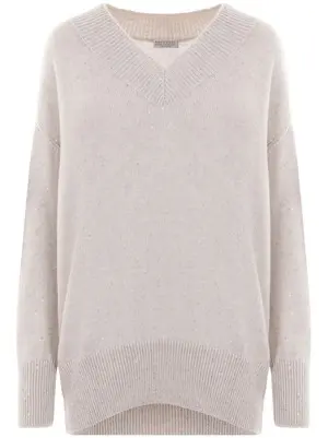 Brunello Cucinelli Long-sleeve V-neck Jumper - Neutrals