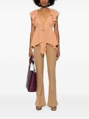 Chloé Ruffled Sleeveless Silk Blouse