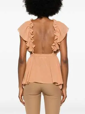 Chloé Ruffled Sleeveless Silk Blouse