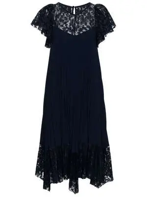 NISSA Lace-paneled Midi Dress