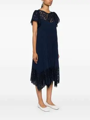 NISSA Lace-paneled Midi Dress