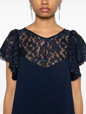 NISSA Lace-paneled Midi Dress