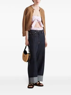 Prada Checked Cotton Bandeau Top