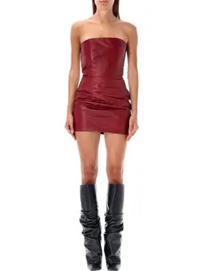Attico Drapped Leather Bustier Mini Dress In Vibrant Red - 35% Off |  Editorialist