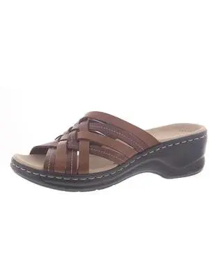Clarks Lexi Selina Womens Leather Woven Slide Sandals - Black