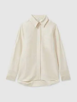 REISS Caro Viscose-linen Blend High-low Shirt