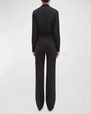 Theory Traceable Wool Straight-leg Trousers - Black