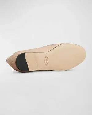TOD & APOS;S Tod's Croc-embossed Loafers With Chain - Beige