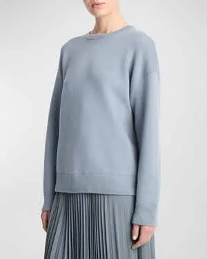 Vince Structured Wool And Cashmere Crewneck Sweatshirt Harbor