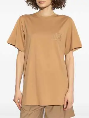 Max Mara Monogram-embroidered Cotton T-shirt - Neutrals