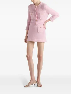 Prada Triangle-logo Cashmere Mini Skirt - Pink