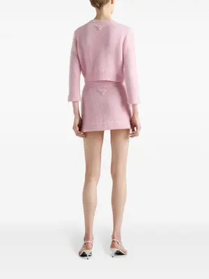 Prada Triangle-logo Cashmere Mini Skirt - Pink