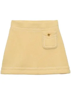 Prada Triangle-logo Cashmere Miniskirt - Yellow