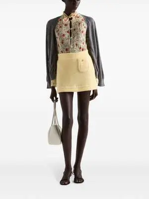 Prada Triangle-logo Cashmere Miniskirt - Yellow