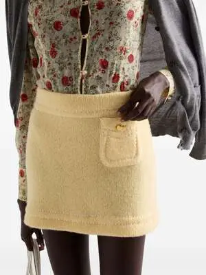 Prada Triangle-logo Cashmere Miniskirt - Yellow