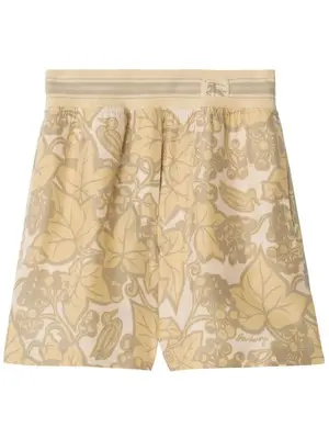 Burberry Botanical-print Silk Shorts