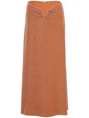 Johanna Ortiz Rainstorm Lurex-detail Midi Skirt - Orange