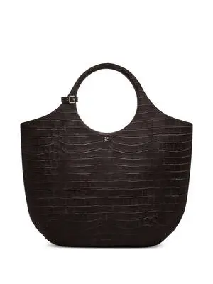 COURREGES Large Crocodile-effect Tote Bag - Brown