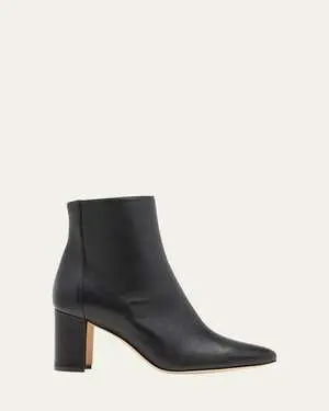 Manolo Blahnik Rosie Leather Ankle Booties - Black