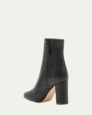 Manolo Blahnik Rosie Leather Ankle Booties - Black