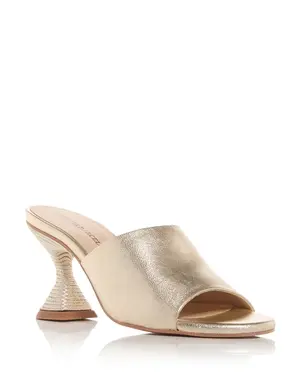 PALOMA BARCELO Metallic Leather Slide Sandals