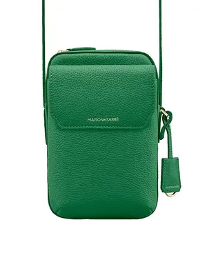 MAISON DE SABRE Leather Zip Phone Pouch - Emerald Green