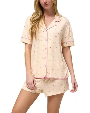 Honeydew Intimates All American Shortie Pajama Set - Peach Flamingos
