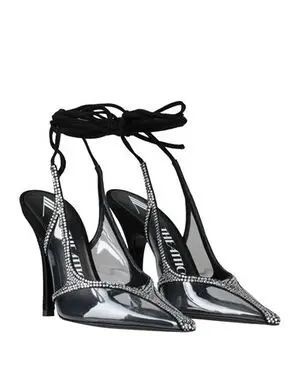 Attico Pumps With Leather And Crystal Detailing - Black