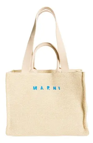 Marni Small Woven Tote Bag - White