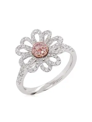 HYT JEWELRY 18k Rose Gold Platinum Diamond Cocktail Ring - Silver