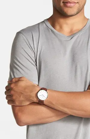 DANIEL WELLINGTON Classic St. Mawes Leather Strap Watch - Brown/silver