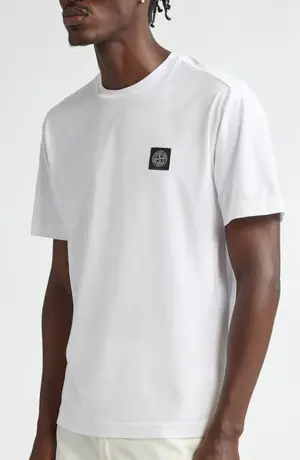 Stone Island Logo Patch Cotton T-shirt - White