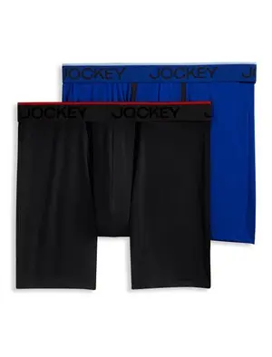 JOCKEY 2-pk Chafe-proof Micro Boxer Briefs - Black/bluejay