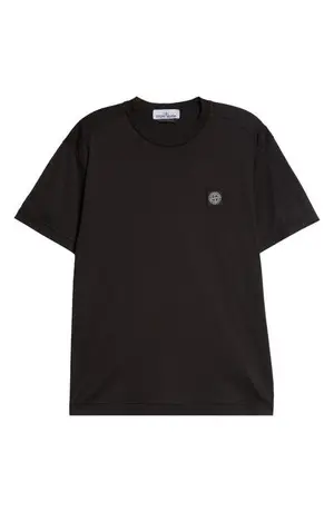 Stone Island Logo Patch Cotton T-shirt - Black