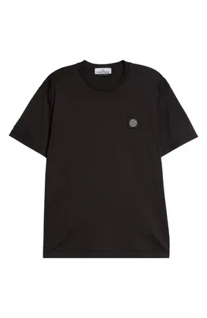 Stone Island Logo Patch Cotton T-shirt - Black