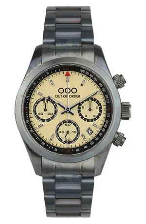 OUT OF ORDER OUT OF ORDER Sporty Cronografo Chronograph Bracelet Watch Cream