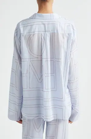 TOTEME Monogram Embroidered Button-up Shirt - Sky