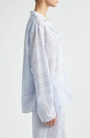 TOTEME Monogram Embroidered Button-up Shirt - Sky