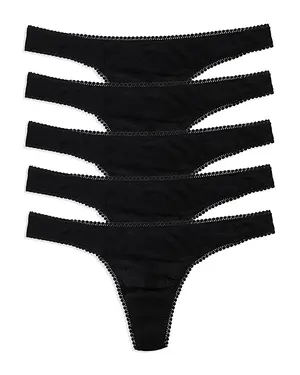 ON GOSSAMER Mesh High Cut Thongs, Set Of 5 - Black