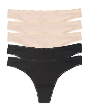 ON GOSSAMER Cabana Hip G Thongs, Set Of 5 - Black/champagne