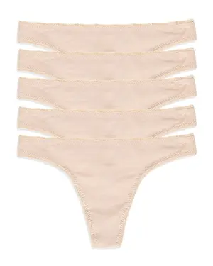 ON GOSSAMER Cabana Hip G Thongs, Set Of 5 - Champagne