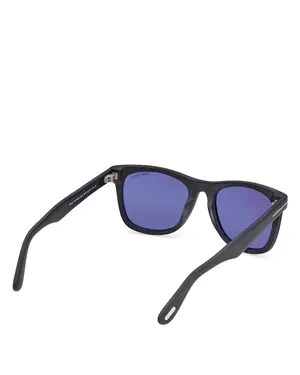 TOM FORD 52mm Square Sunglasses - Black/blue Solid