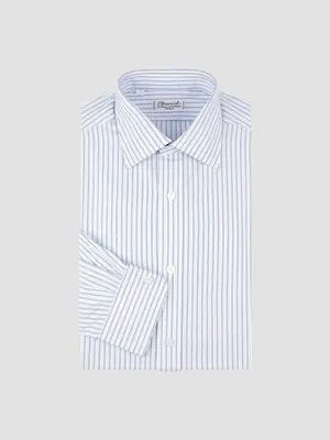 Charvet Striped Cotton Dress Shirt - Blue